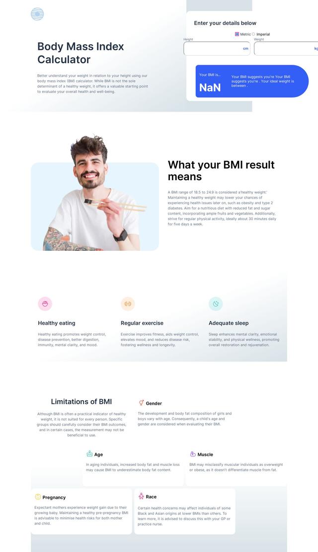 Frontend Mentor | BMI Calculator coding challenge solution