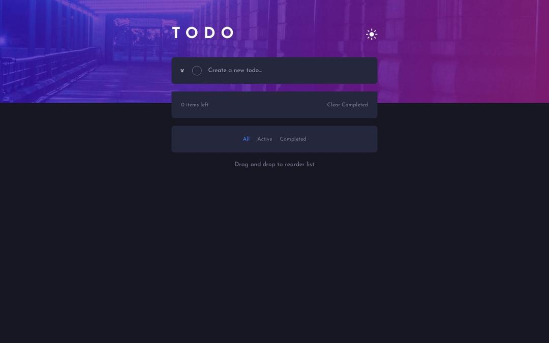 Frontend Mentor | Todo-List with React, vite , tailwind coding challenge solution