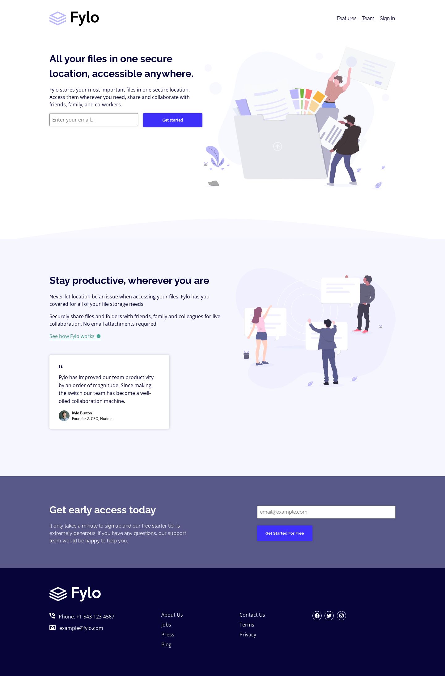 Frontend Mentor | fylo-landing-page-with-two-column-layout-master coding challenge solution