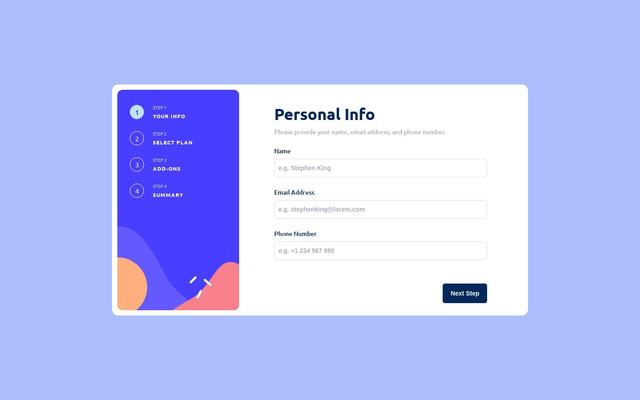 Frontend Mentor | A Multi-Step Form Wizard using HTML CSS and JS coding ...