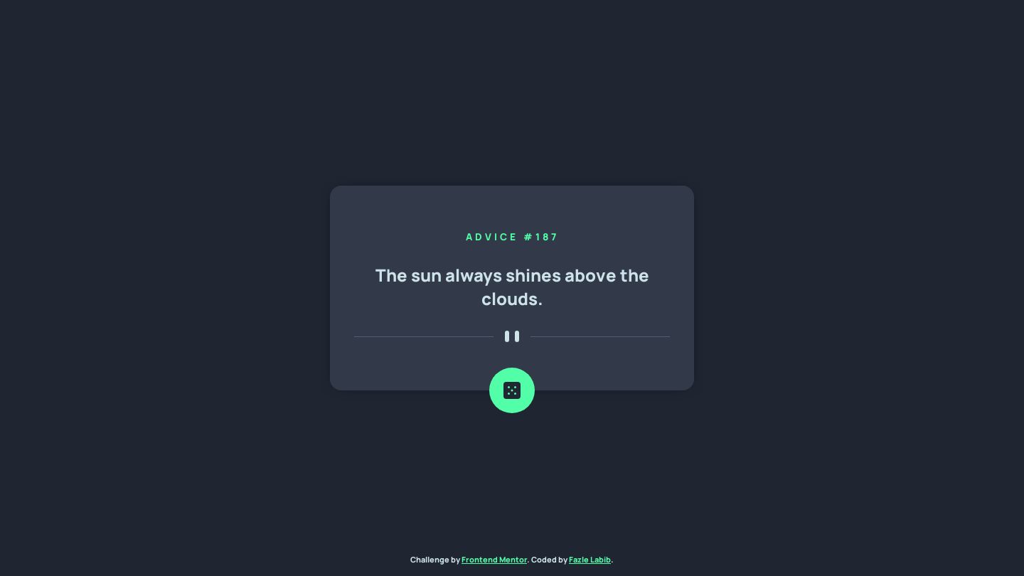 Frontend Mentor | Responsive Advice generator app using Flexbox and JavaScript coding challenge ...