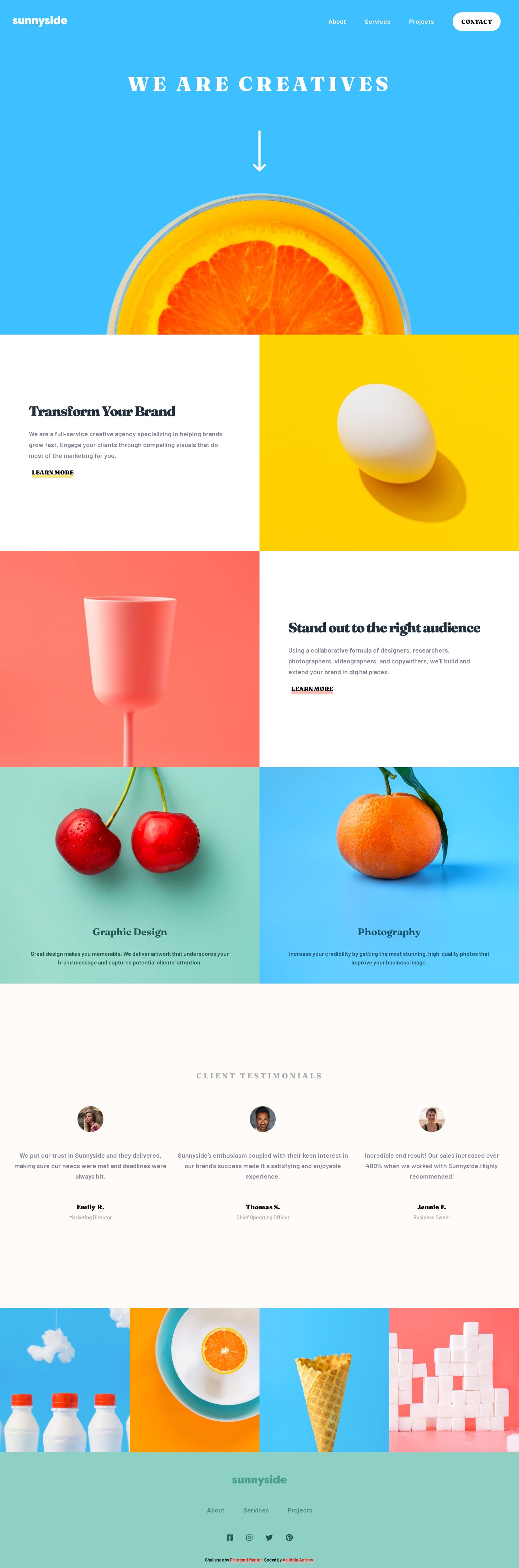 Frontend Mentor | Responsive Sunnyside agency landing page using HTML, CSS and JS coding ...