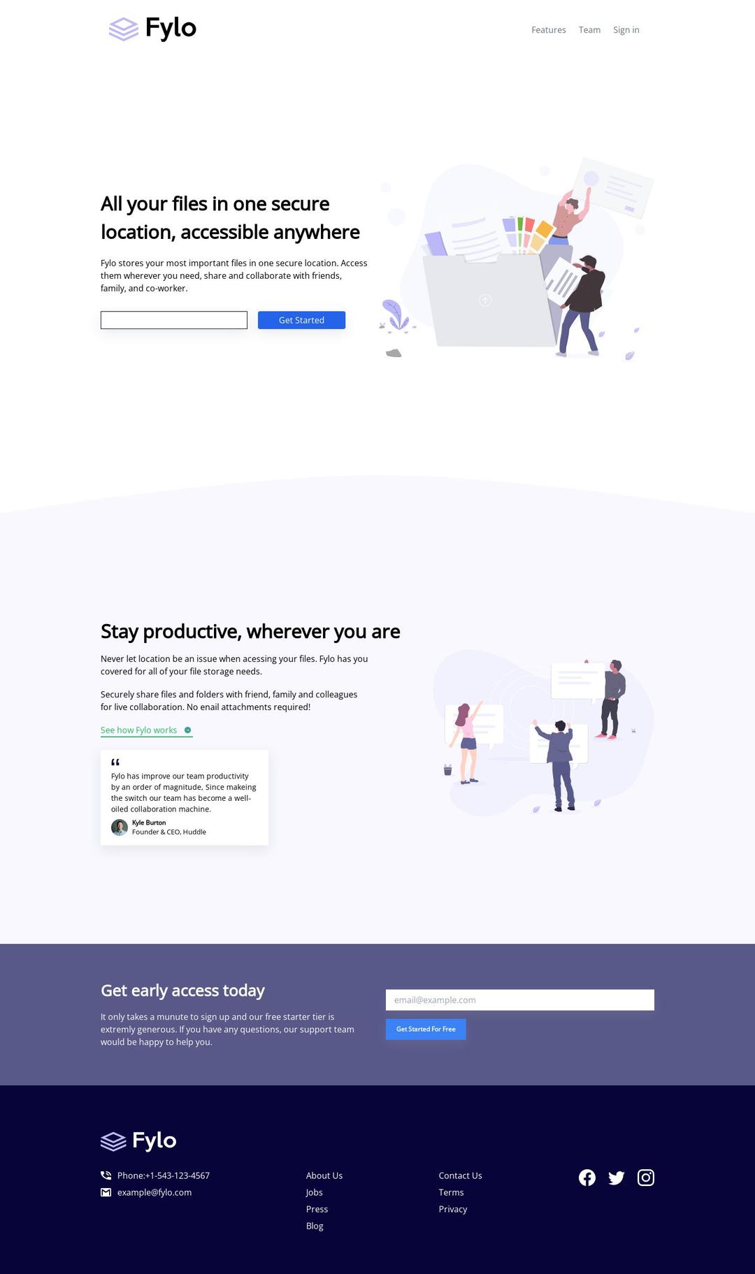 Frontend Mentor | Building Fylo Landing page Using React + Tailwindcss coding challenge solution