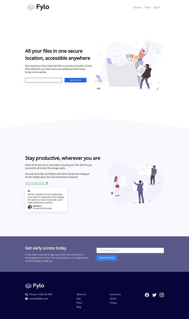 Frontend Mentor | Building Fylo Landing page Using React + Tailwindcss coding challenge solution