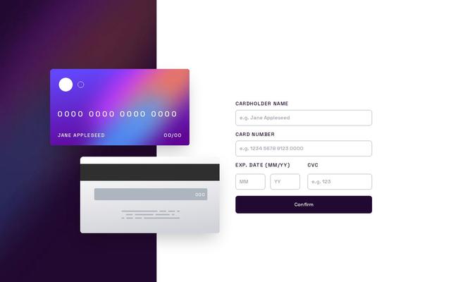 Frontend Mentor | Credit Card Form and Interactive Card Display coding challenge solution