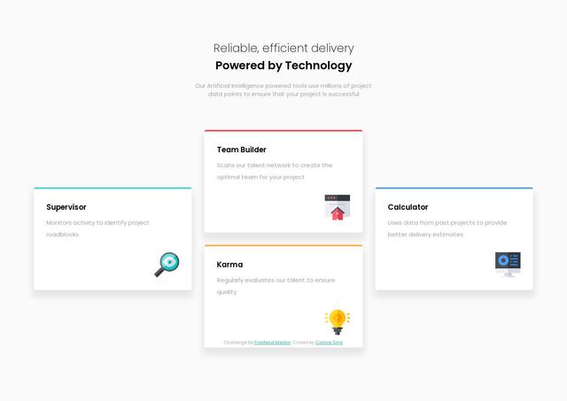 Frontend Mentor Four Card Feature Section Using Html And Css Coding