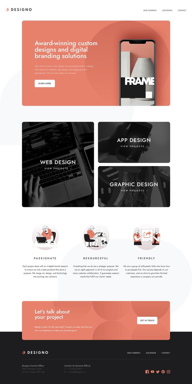 Frontend Mentor | Designo multi-page website - React coding challenge solution