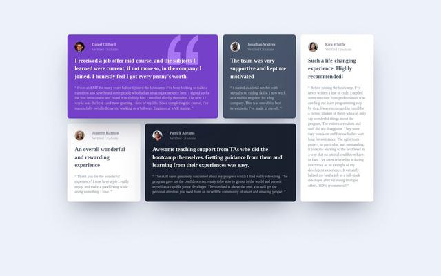 Frontend Mentor | Testimonials Grid Section Using TailwindCSS coding ...