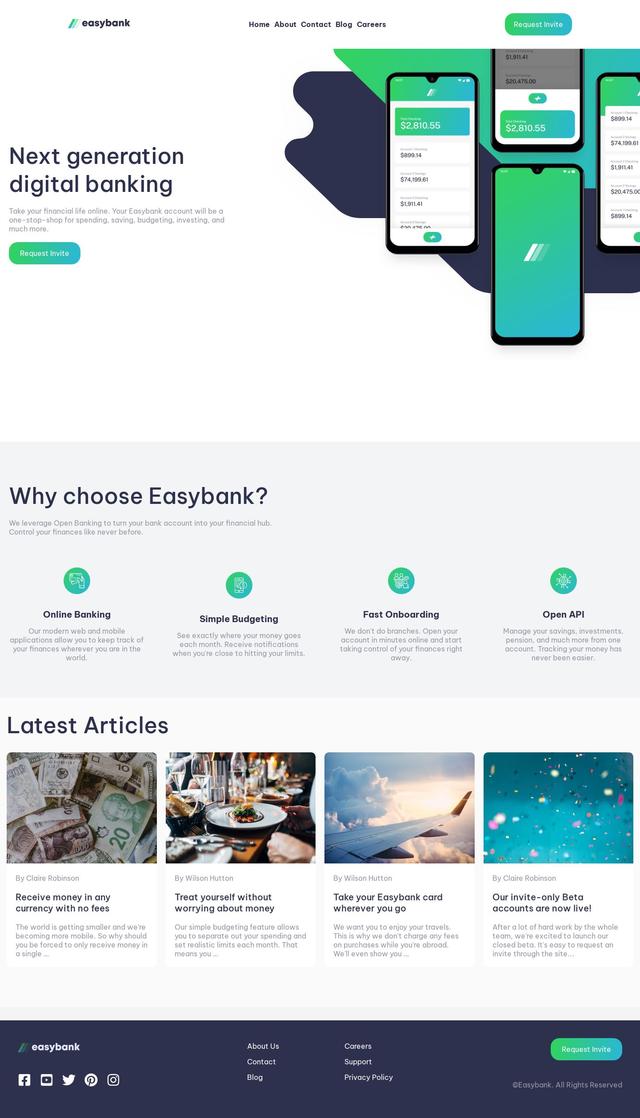 Frontend Mentor | easybank landing page with ReactJS & Vite coding challenge solution
