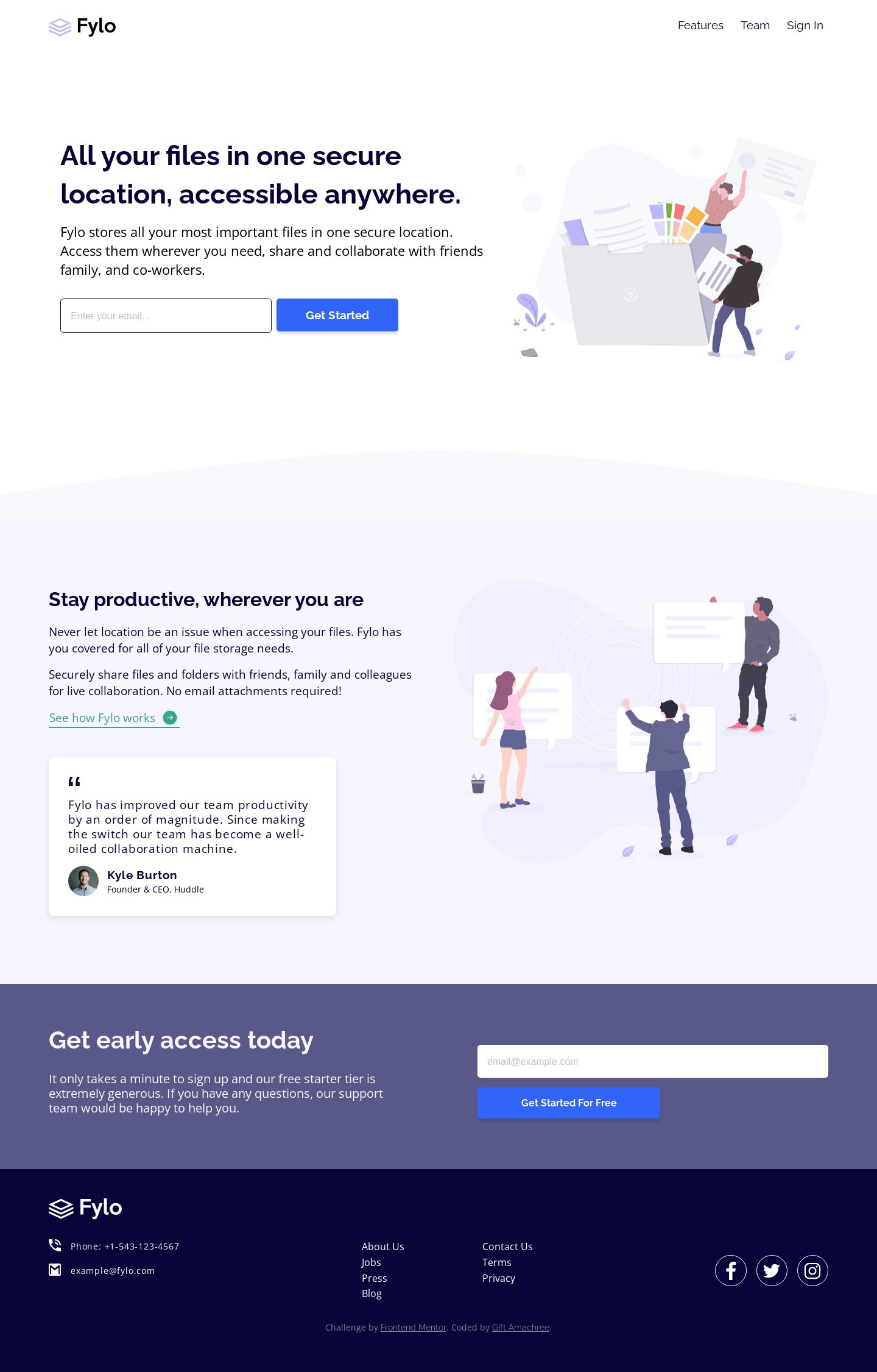 Frontend Mentor | Fylo landing page using SCSS, HTML and JAVASCRIPT ...