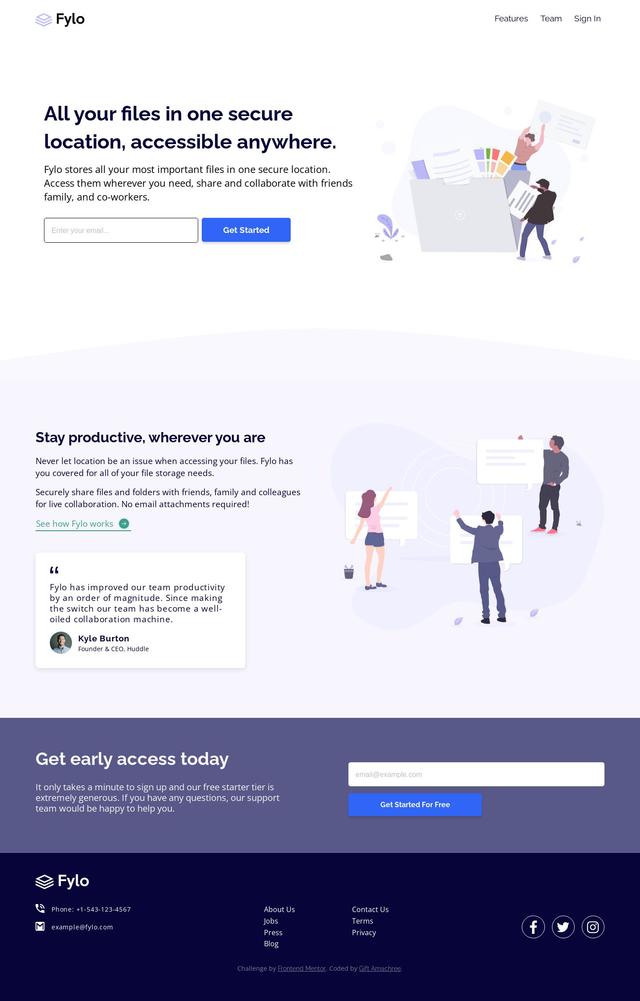 Frontend Mentor | Fylo landing page using SCSS, HTML and JAVASCRIPT coding challenge solution