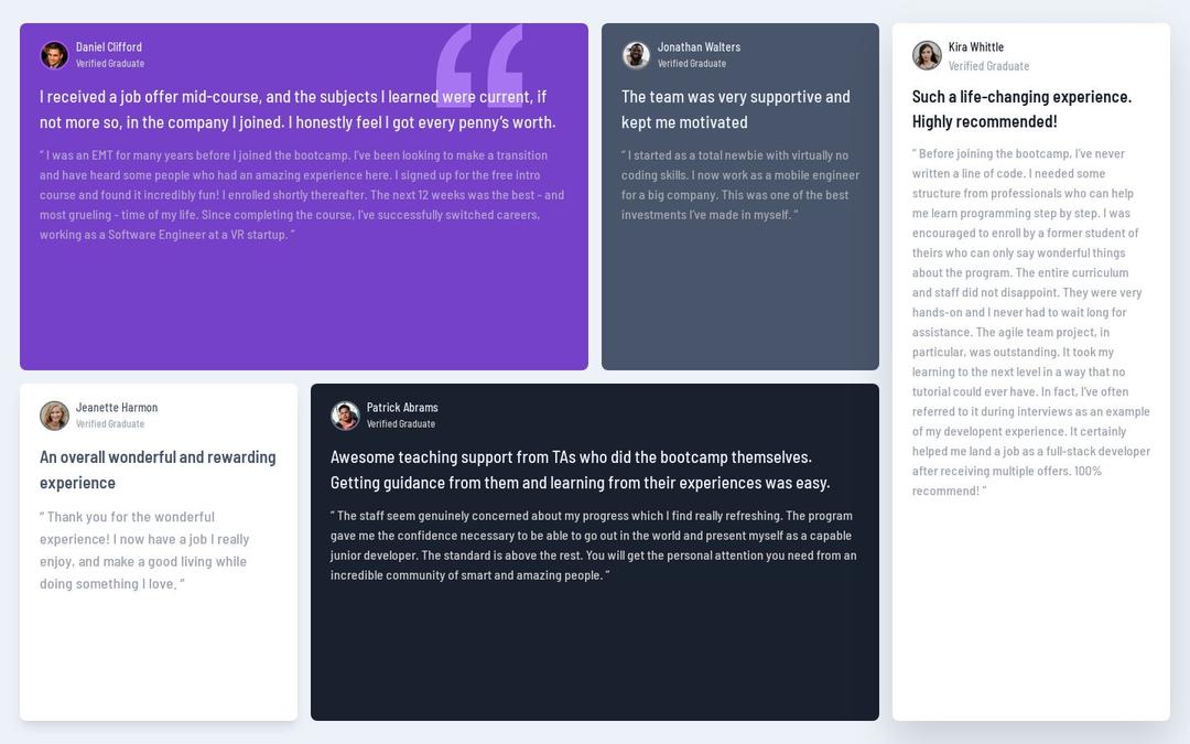 Frontend Mentor | React.js Tailwind CSS Grid coding challenge solution