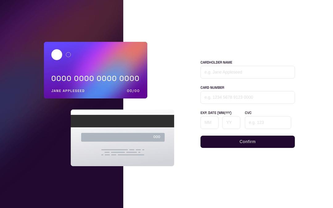 Frontend Mentor | Interactive card details form using ReactJs coding challenge solution