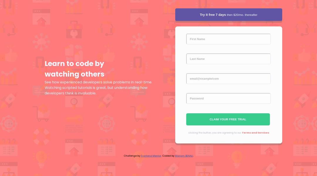 Frontend Mentor | Intro component sign-up coding challenge solution