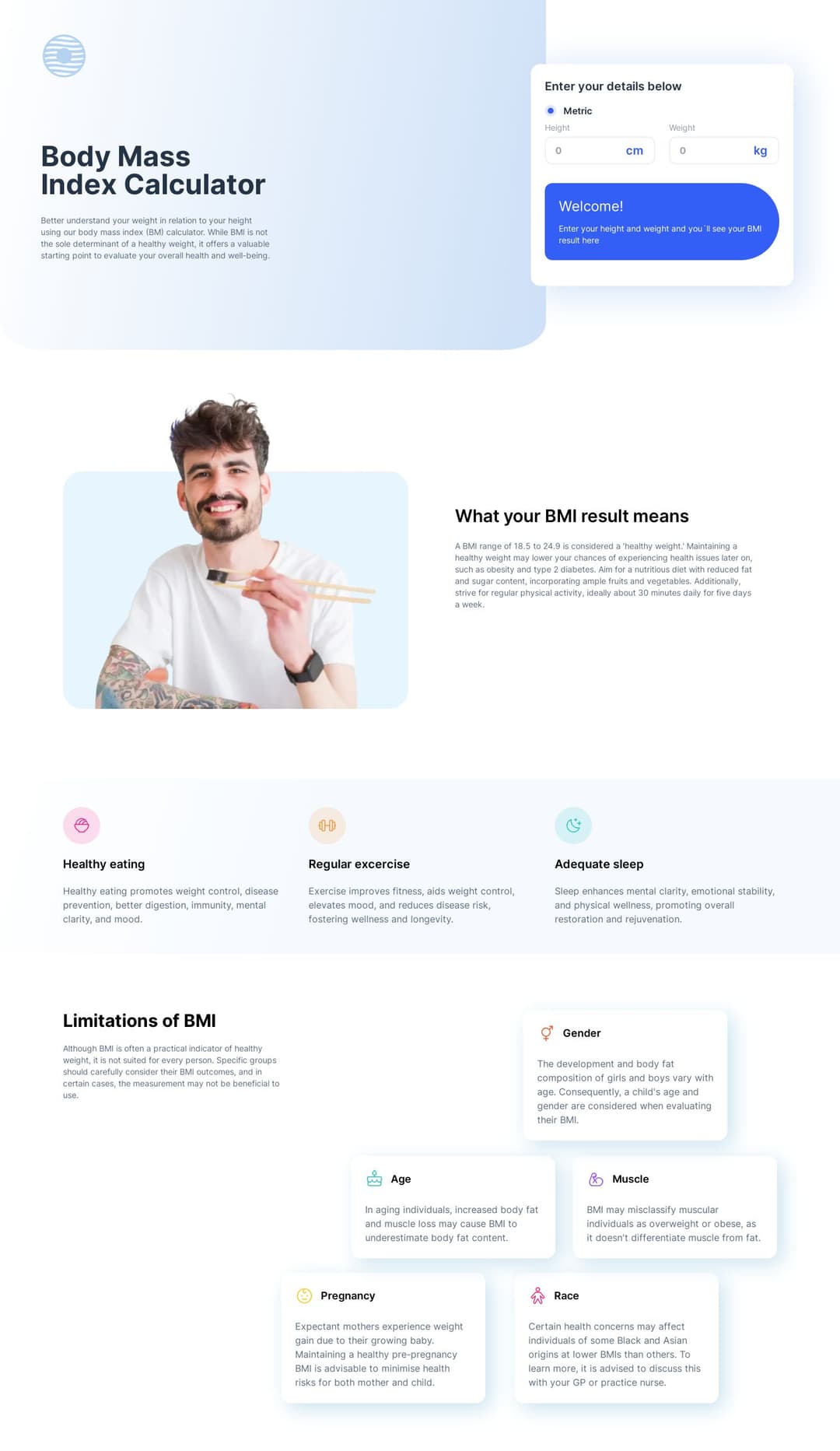 Frontend Mentor | Body Mass Index calculator coding challenge solution