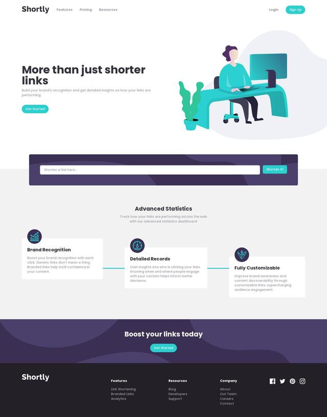 Frontend Mentor | URL shortening API landing page using Angular coding challenge solution