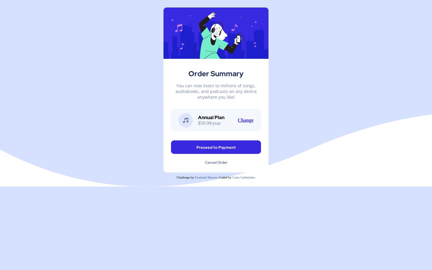 Frontend Mentor | Responsive Order Summary solution - 1st Real Project coding challenge solution