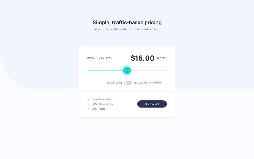 Frontend Mentor | Interactive pricing component solution coding challenge solution
