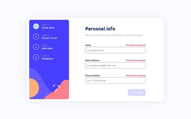 Frontend Mentor | Multi-step form made with vanilla JS + CSS + HTML coding challenge solution