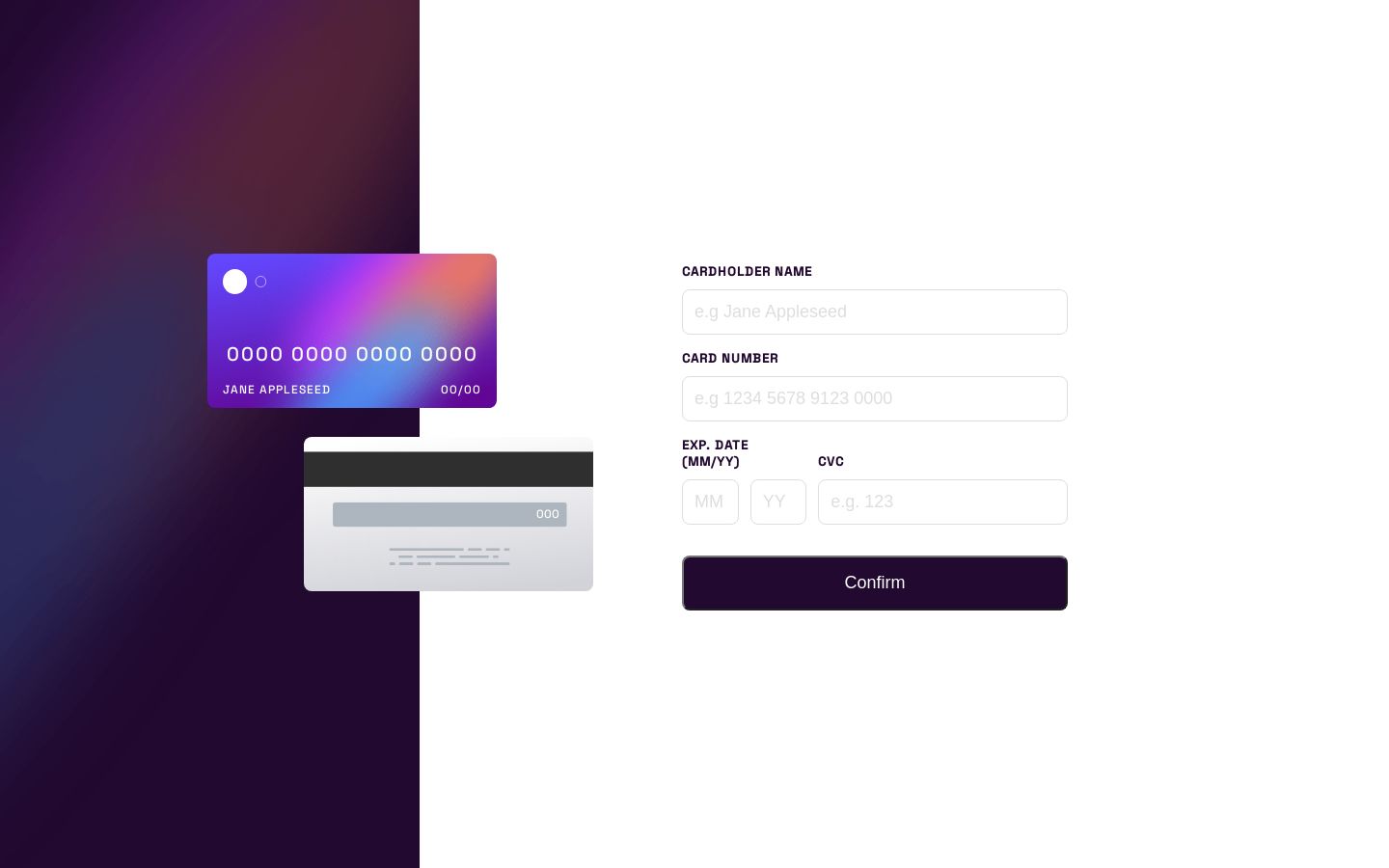 Frontend Mentor | # Responsive Interactive Card Details Form | React | Vanilla CSS coding ...