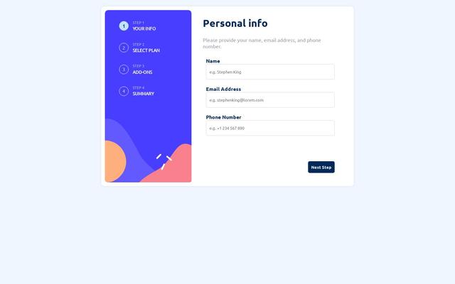 Frontend Mentor Multi Step Form Solution Using React Js And Css