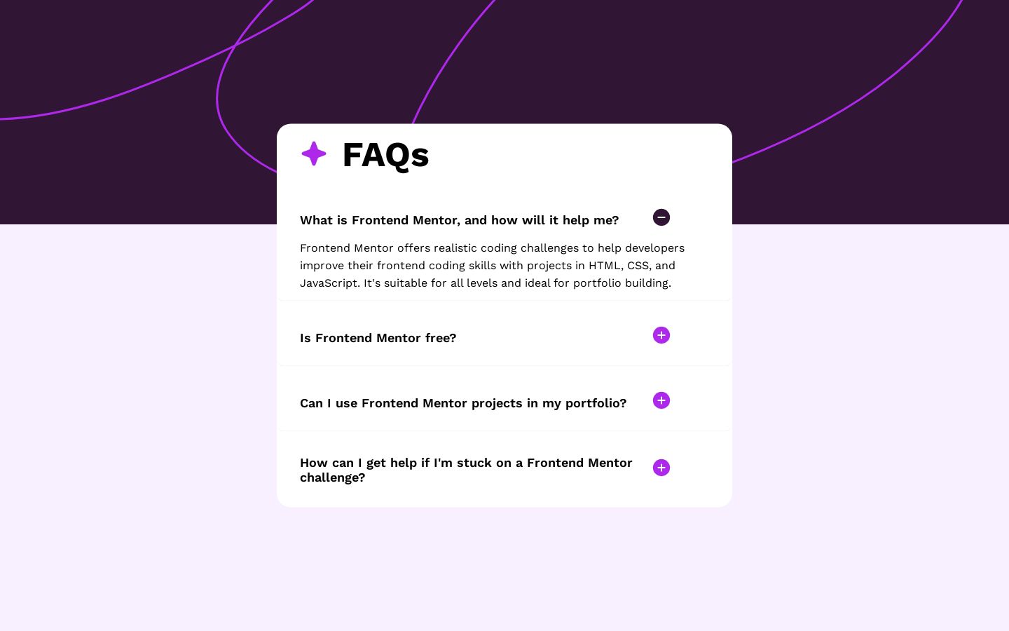 Frontend Mentor | Responsive Accordian using Html and Css coding challenge solution