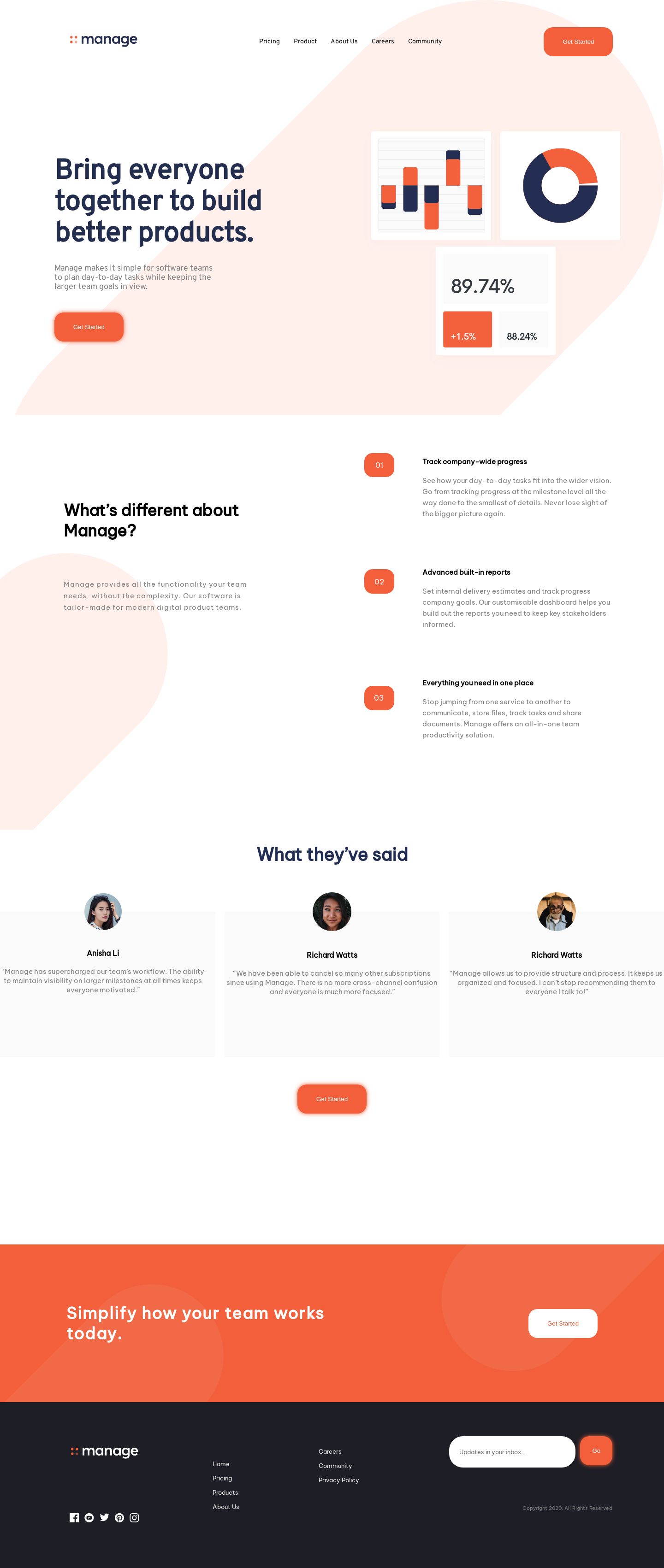 Frontend Mentor | manage-landing-page coding challenge solution