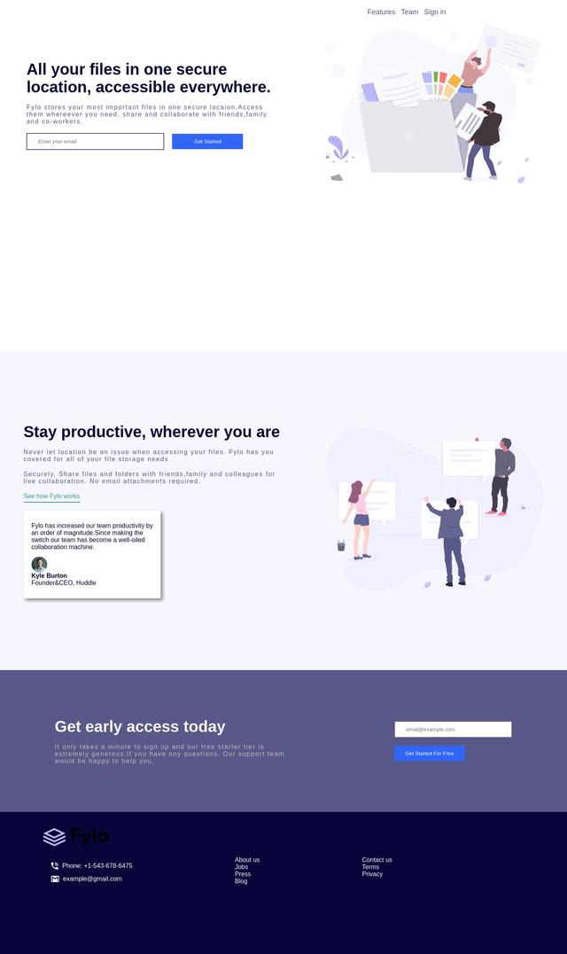 Frontend Mentor | Fylo landing page with two column layout coding challenge solution
