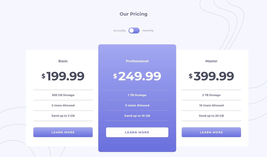 Frontend Mentor | Pricing component with toggle built using only HTML and CSS coding challenge ...
