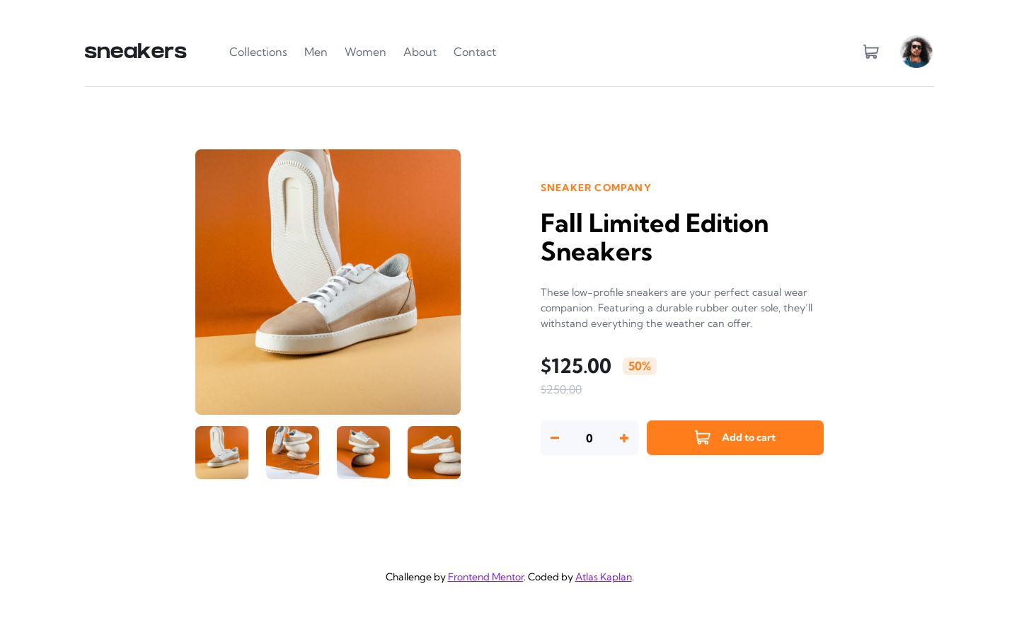 Frontend Mentor | E-commerce product page HTML, CSS, JS coding challenge solution