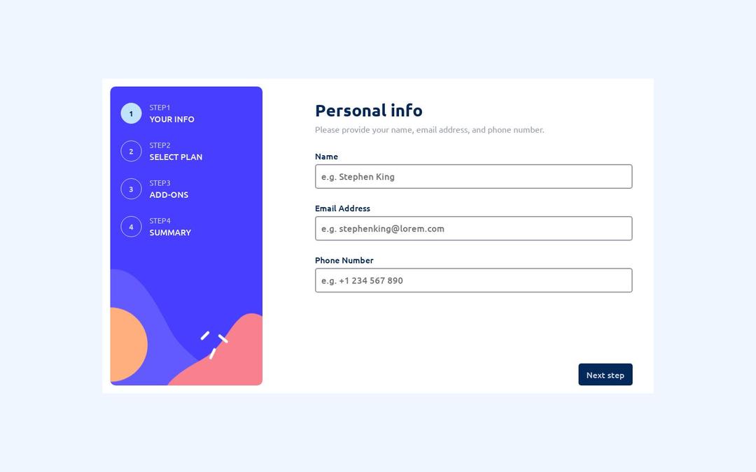Frontend Mentor | Multi Step Form coding challenge solution