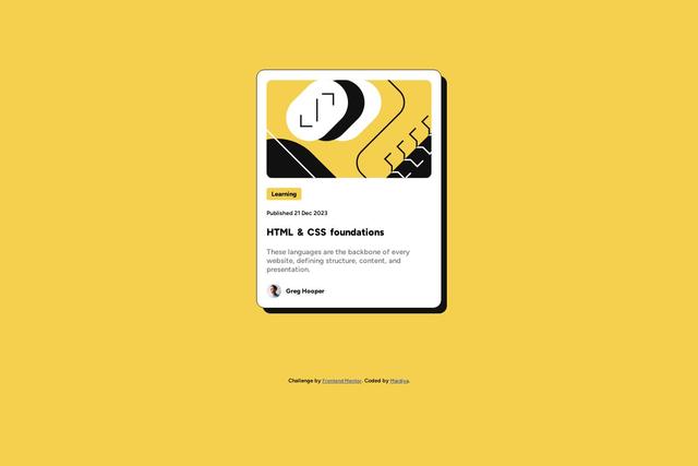 Frontend Mentor | Blog Preview Card | HTML CSS coding challenge solution