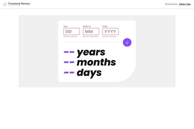 Frontend Mentor | Age Calculator using React and Tailwind CSS coding challenge solution