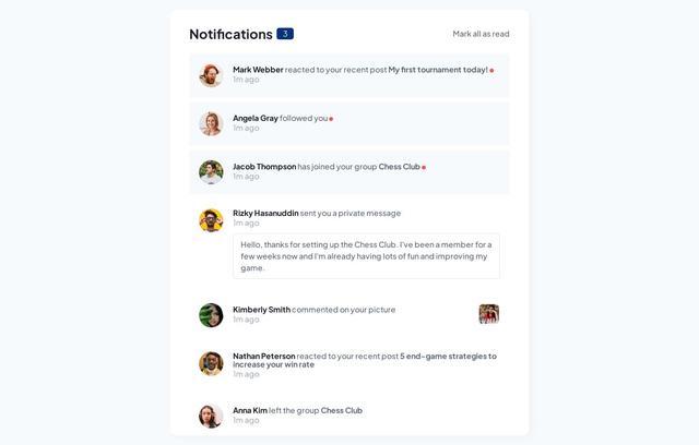 Frontend Mentor Notifications Page Html Css Vanilla Js Coding Challenge Solution