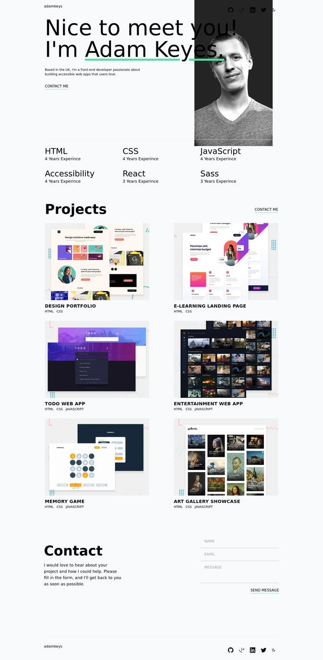 Frontend Mentor | Portfolio made with Next/React and Tailwindcss coding challenge solution