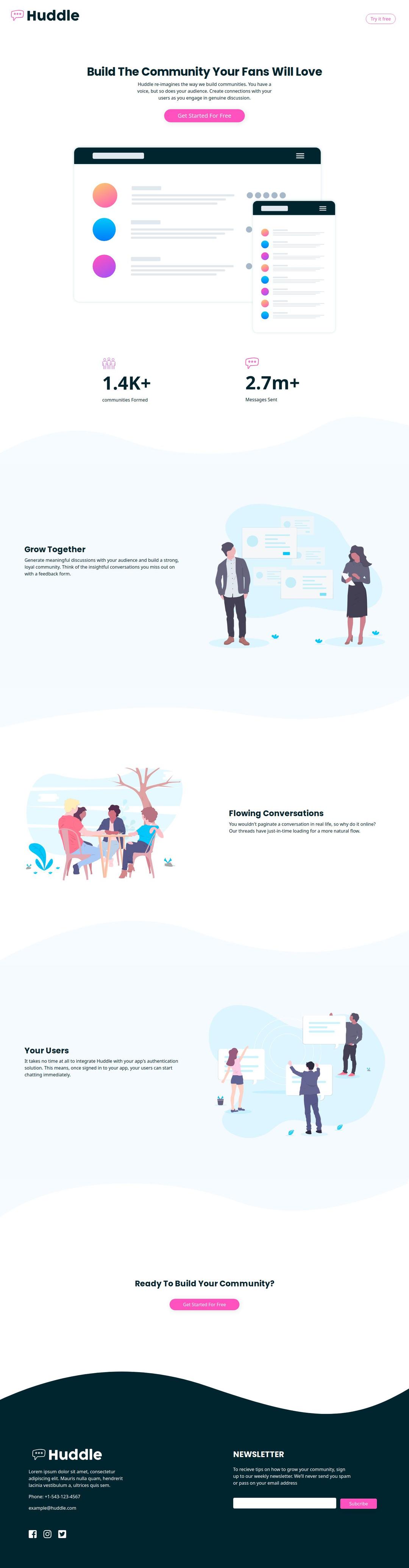 Frontend Mentor | Huddle Landing page completed with HTML and CSS (Responsive) coding challenge ...