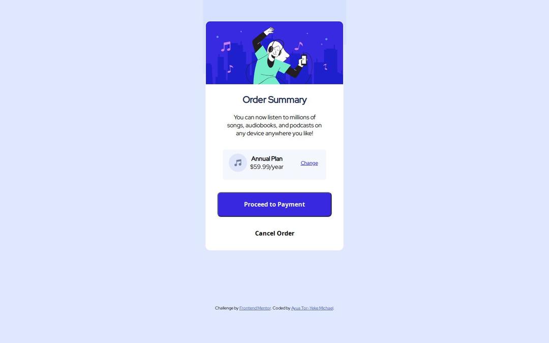 Frontend Mentor | Order summary card solution using HTML and CSS coding challenge solution