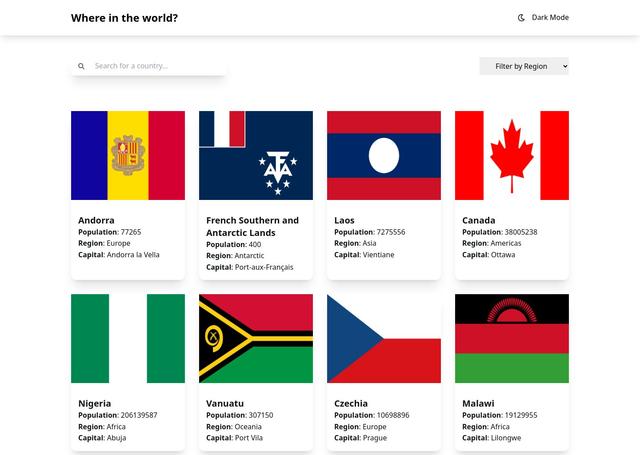 Frontend Mentor | Countries RESTful API solution coding challenge solution