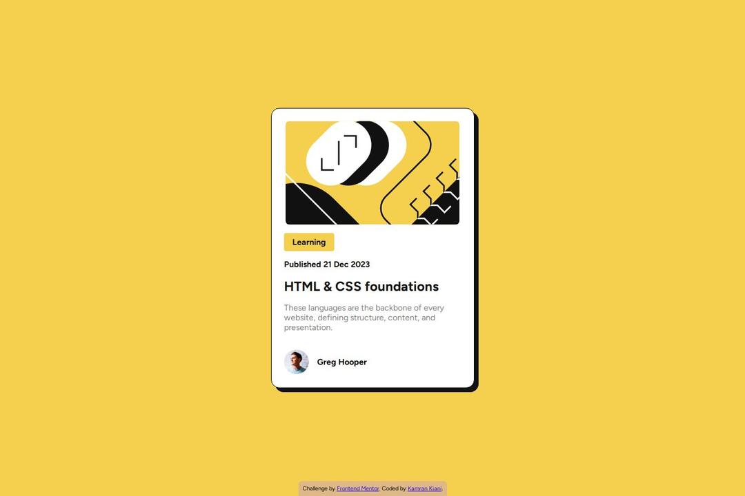 Frontend Mentor | Blog preview card Using HTML - CSS and a little Flexbox coding challenge solution