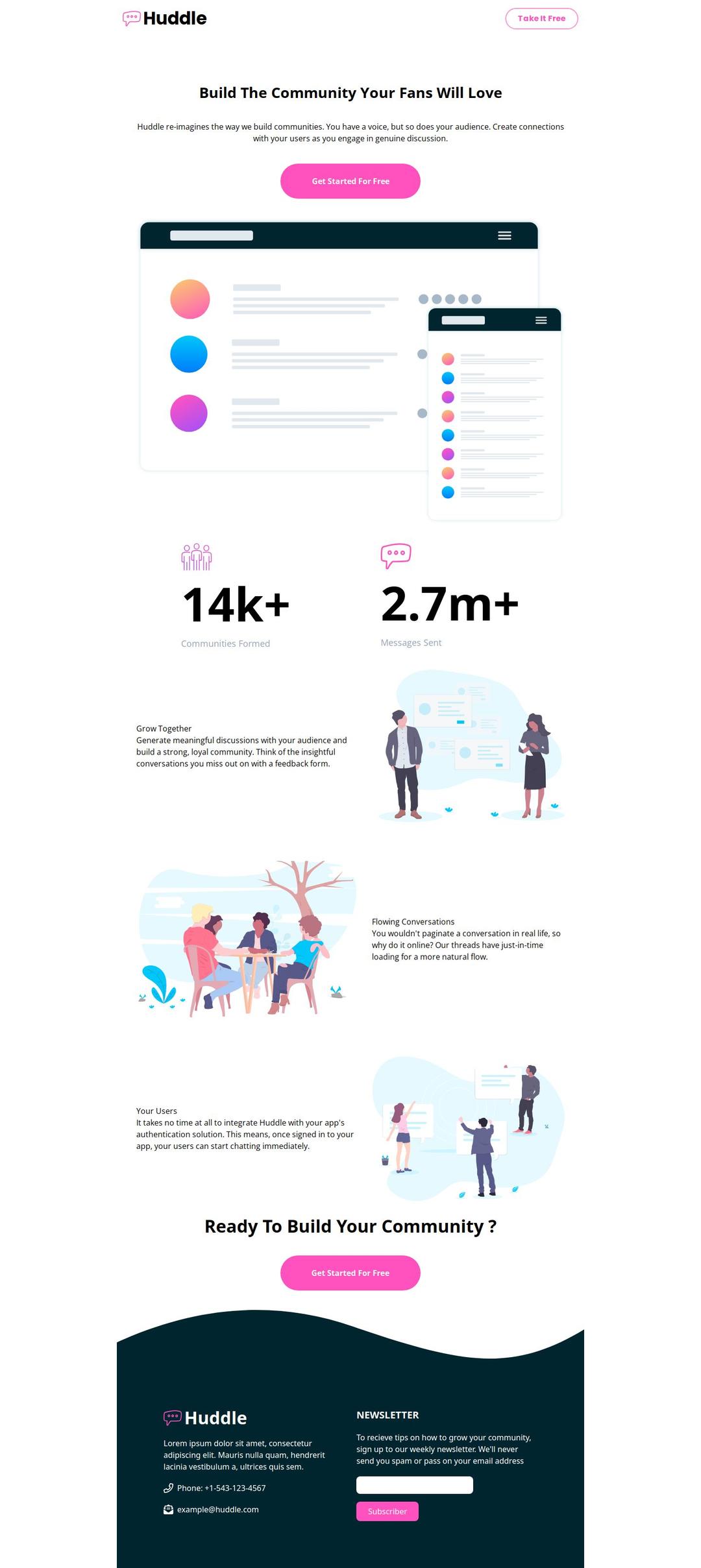 Frontend Mentor | Huddle Landing Page With Curve Section using React and Tailwind coding ...