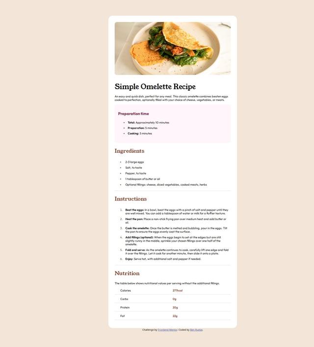 Frontend Mentor | Omelette Recipe Page using HTML and CSS coding challenge solution