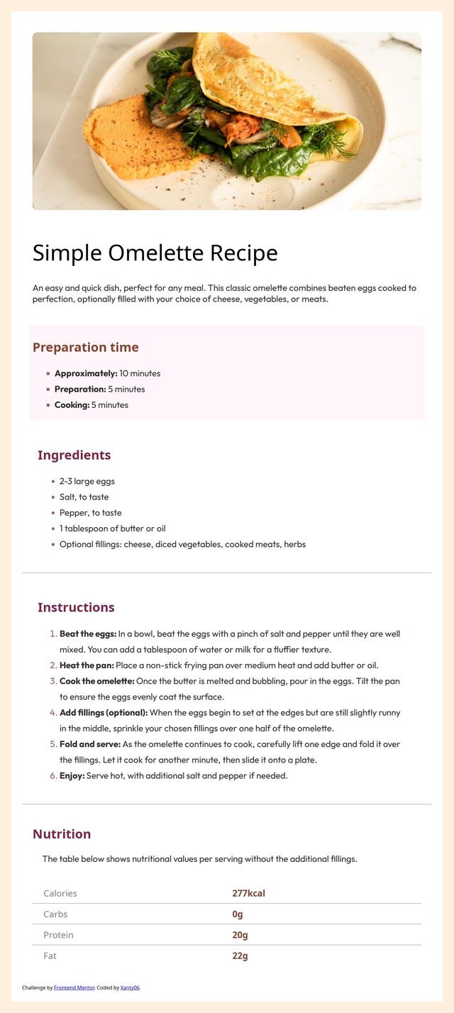 Frontend Mentor | Creating a omelette recipe web page with HTML and CSS ...