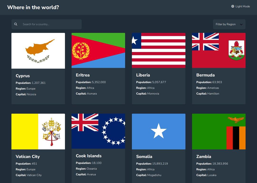 Frontend Mentor | Countries API with React and Tailwind coding challenge solution