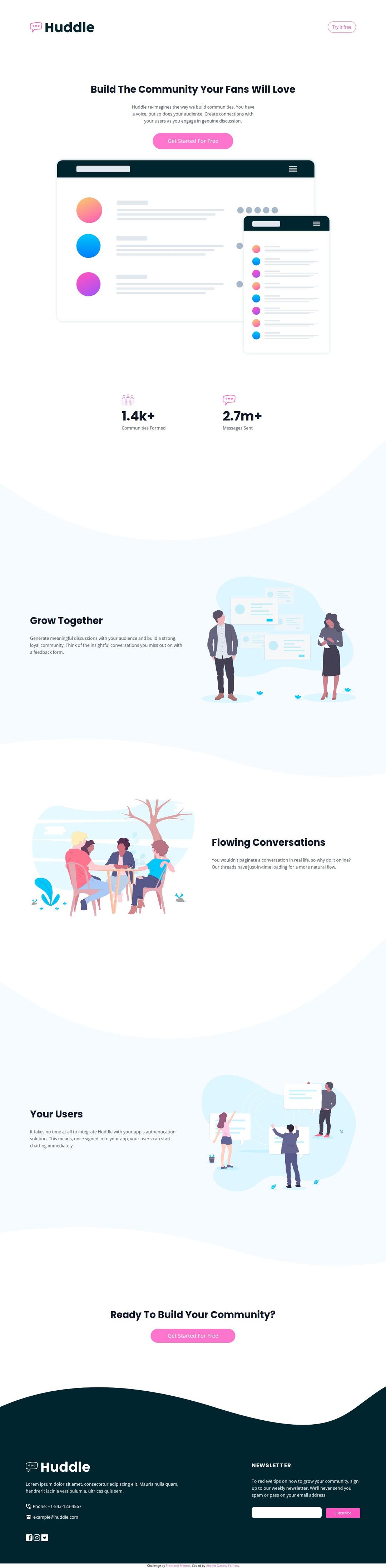 Frontend Mentor | Responsive Huddle landing page using Tailwind, CSS and HTML coding challenge ...