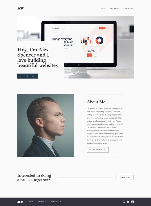 Frontend Mentor | Minimalist portfolio website using React & Tailwind coding challenge solution
