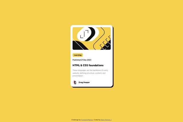 Frontend Mentor | Responsive Blog Preview Card using HTML and CSS coding challenge solution