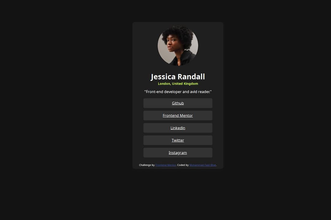 Frontend Mentor | Social Links Profile Using Css Flexbox coding challenge solution