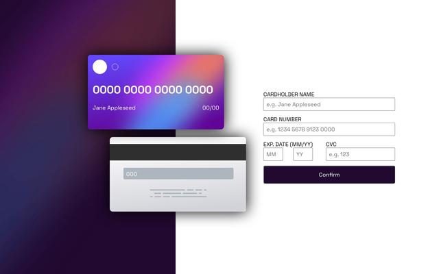 Frontend Mentor | Interactive Card Details Form using HTML, CSS and JavaScript coding challenge ...
