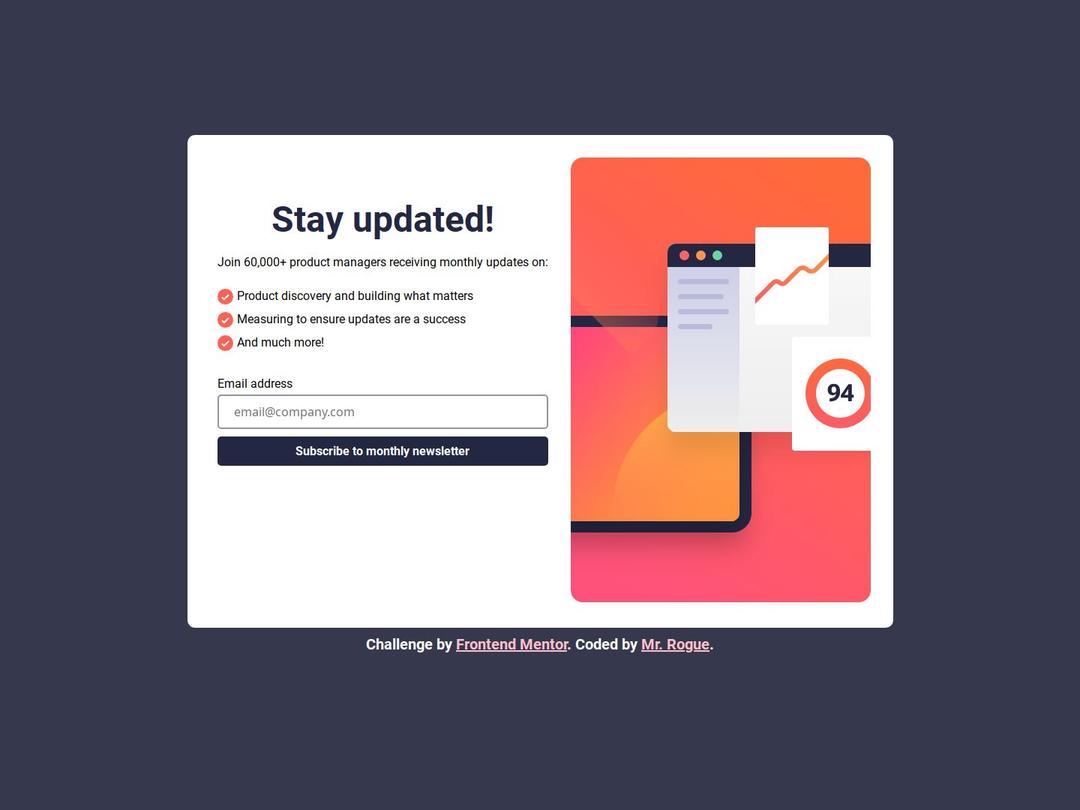 Frontend Mentor | Responsive newsletter built with React.js coding challenge solution
