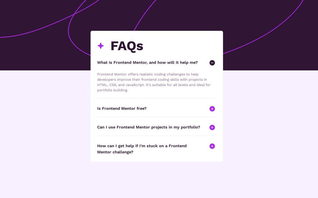 Frontend Mentor | FAQs Accordion using Tailwind CSS and JS coding challenge solution